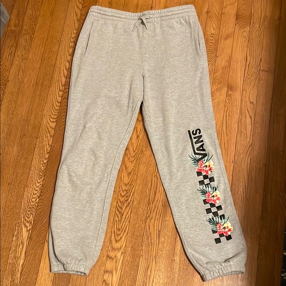 Vans | Bottoms | Vans Gray And Black Sweatpants With Checkered Floral ...